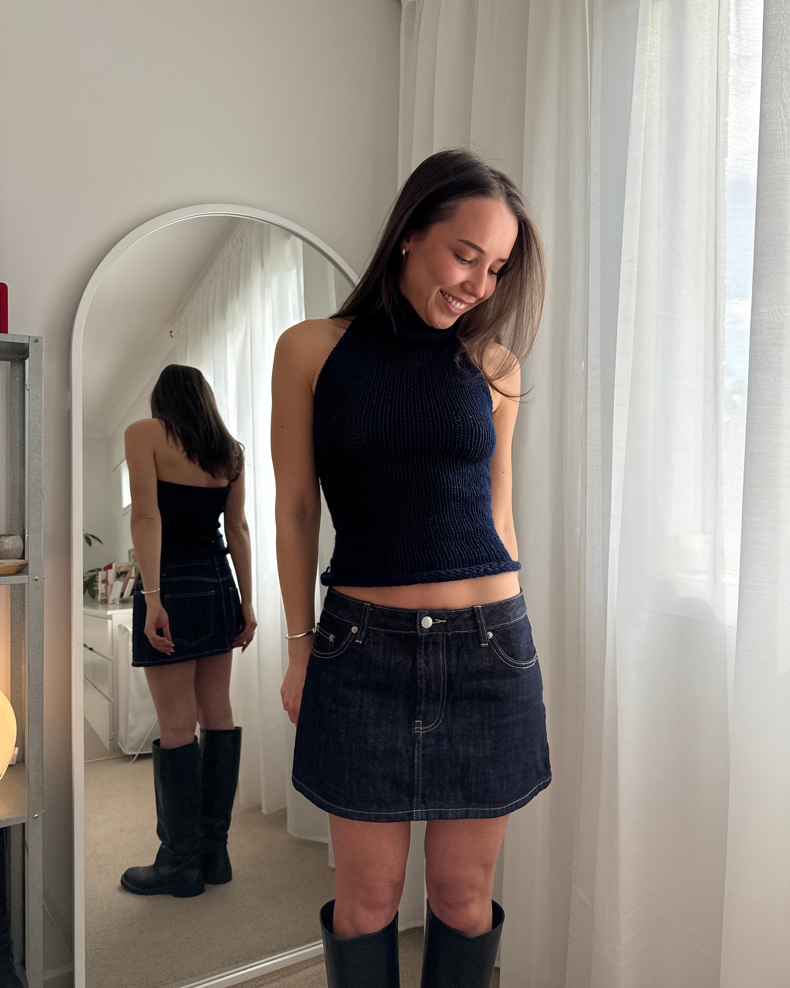 Turtleneck Backless Knit Top – chloeknit